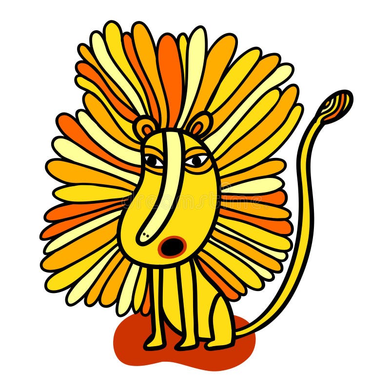 León amarillo del rugido ilustración del vector. Ilustración de ...