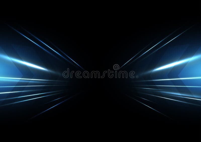 Abstract Blue Speed Light Effect on Black Background Vector ...