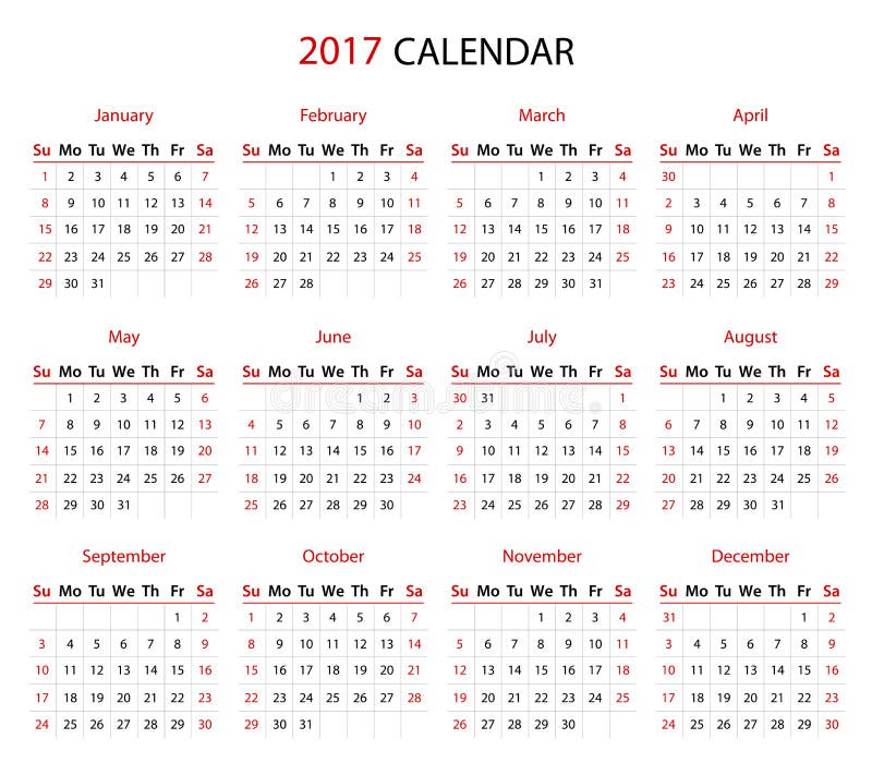 Le calendrier 2017 illustration de vecteur. Illustration du données ...