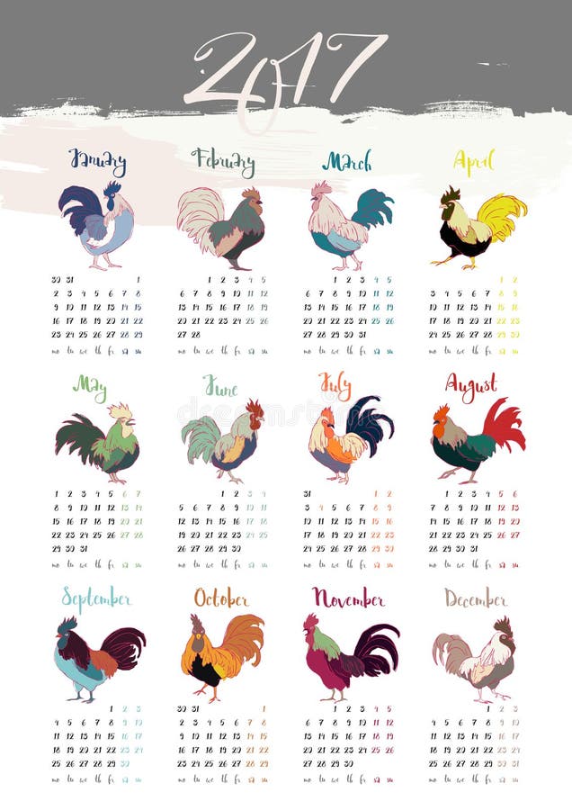 Le calendrier 2017 illustration de vecteur. Illustration du balai ...