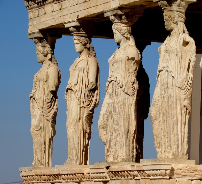 Statue Delle Giovani Donne Delle Cariatidi, Tempio Di Erechtheion ...