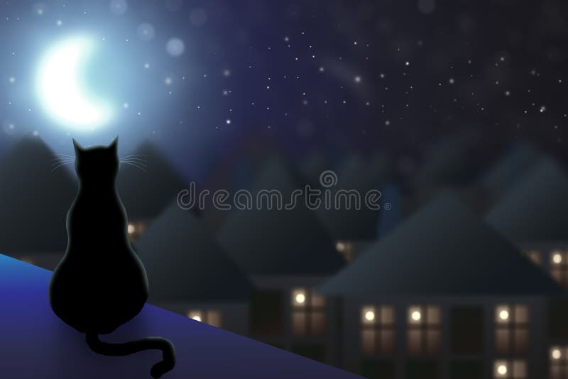 Le Chat Se Repose Sur Le Toit Illustration Stock - Illustration du ...