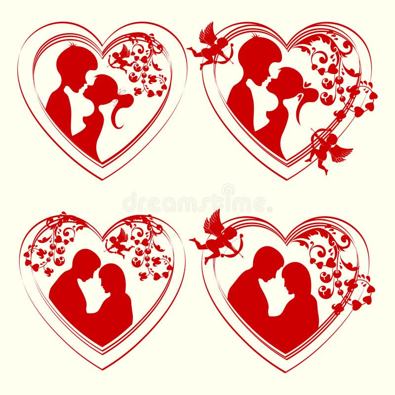 Le Coppie Dentro Il Cuore, Un Insieme Illustrazione Vettoriale ...