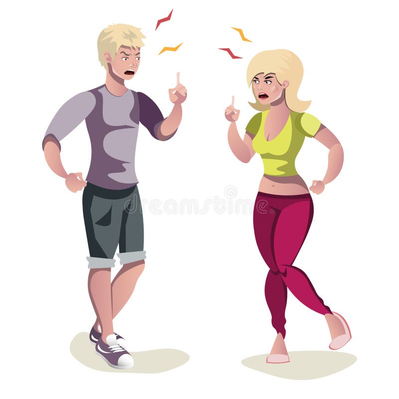 Le Coppie Equipaggiano Ed Il Litigio Della Donna Illustrazione ...