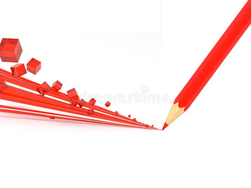 Le crayon rouge dessine illustration stock. Illustration du croquis ...