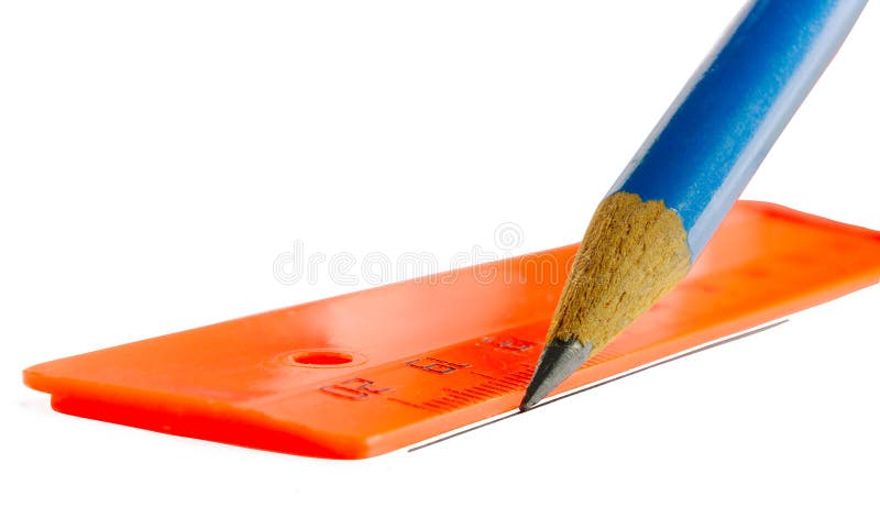 Le Crayon Trace Une Ligne Sur Une Grille De Tabulation Image stock ...