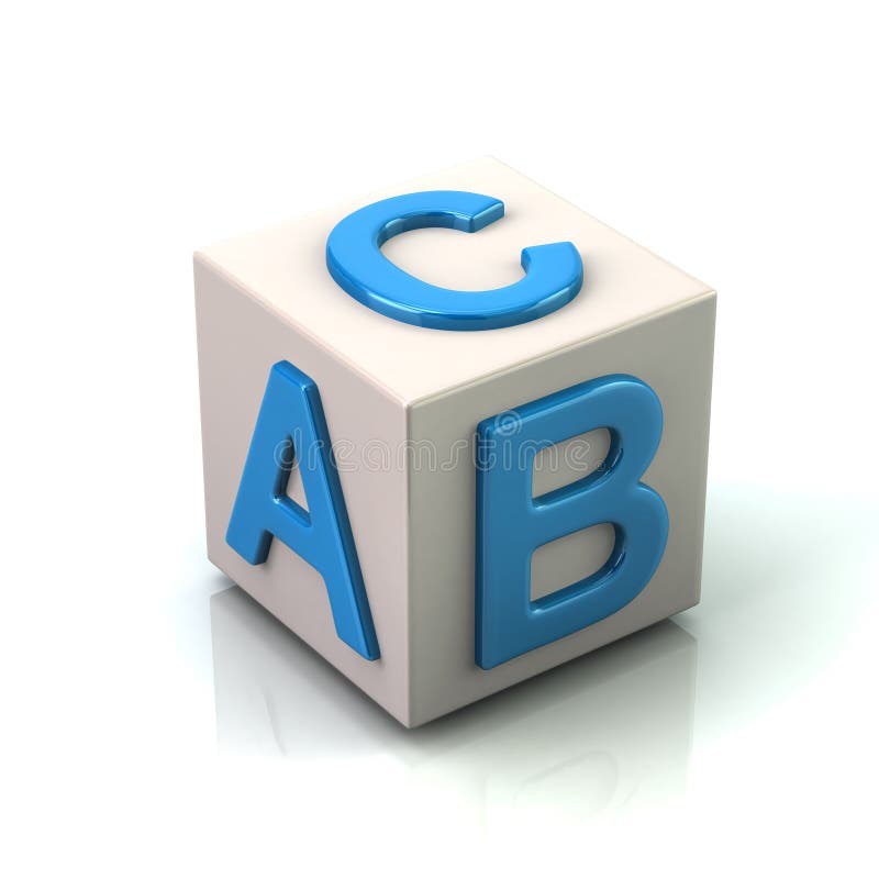 Le Cube Blanc Avec Le Bleu Marque Avec Des Lettres a, B Et C ...
