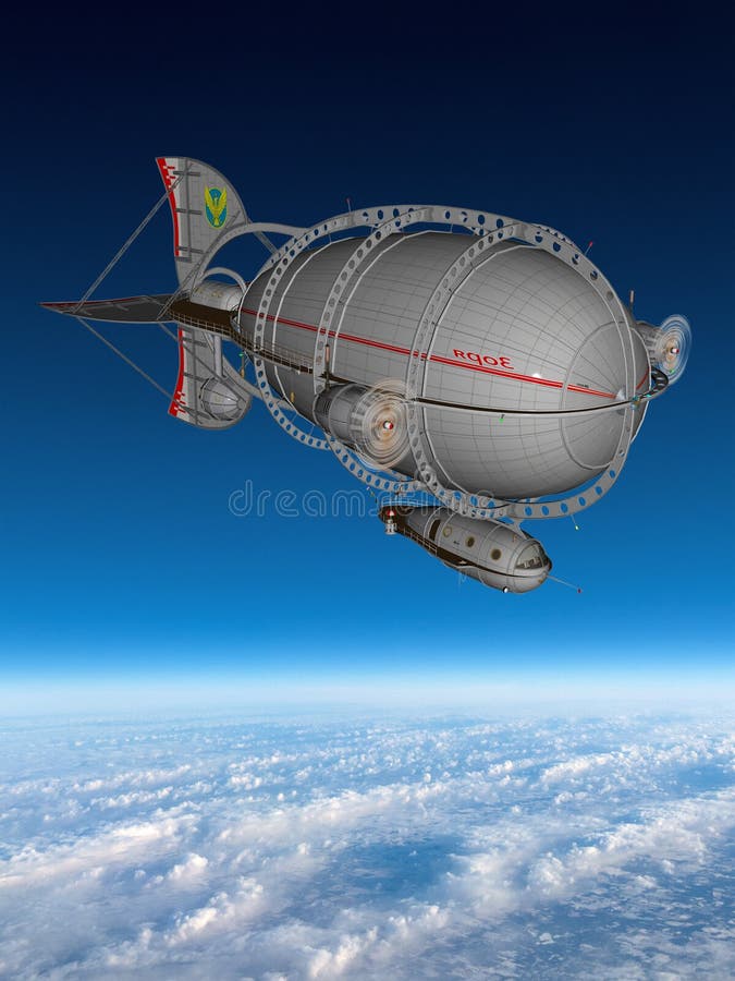 Le Dirigeable De Steampunk Opacifie Le Ciel Bleu Photo stock - Image du ...
