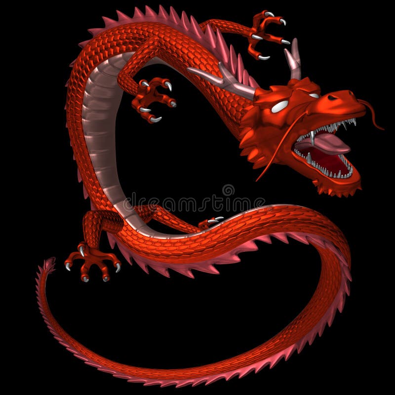 Le Dragon Rouge, Illustration 3D Illustration Stock - Illustration of ...