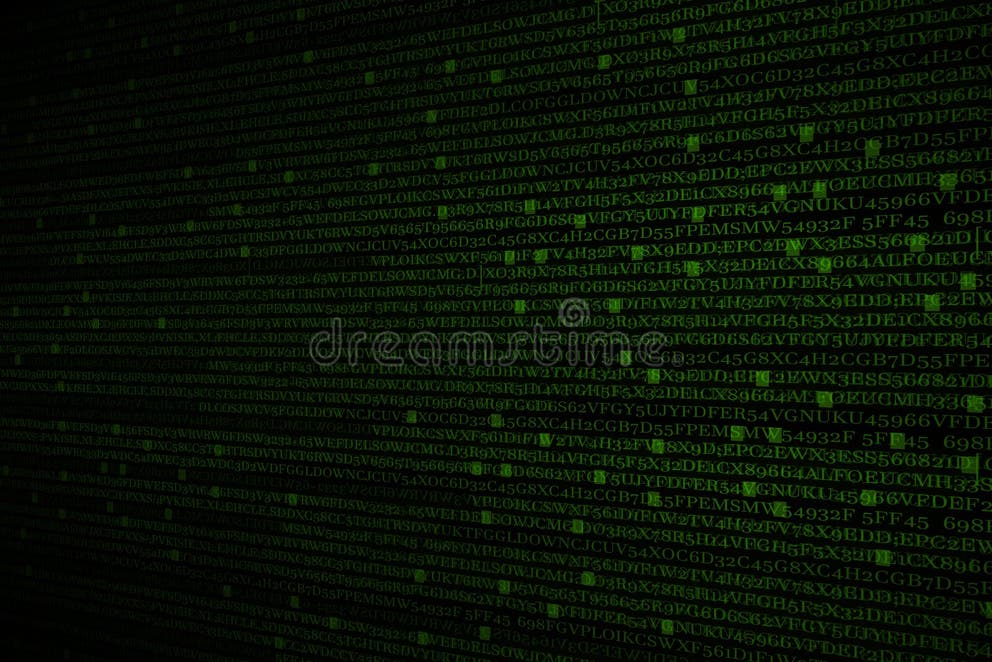 Le Fond Vert De Code Alphanumérique Illustration Stock - Illustration ...