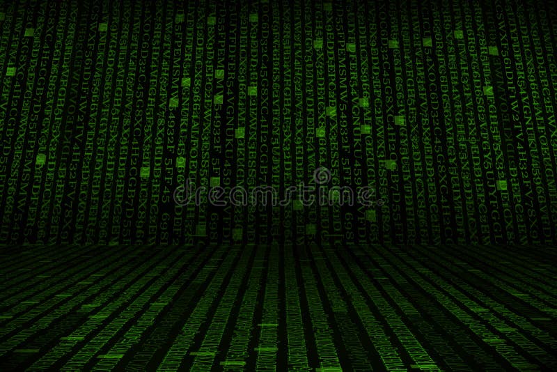 Le Fond Vert De Code Alphanumérique Illustration Stock - Illustration ...