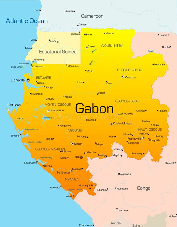 Carte du Gabon illustration de vecteur. Illustration du guinée - 38521403
