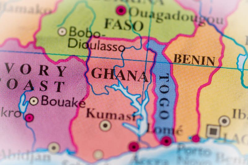 Le Ghana Sur Une Carte Du Monde Photo stock - Image du zone, géographie ...