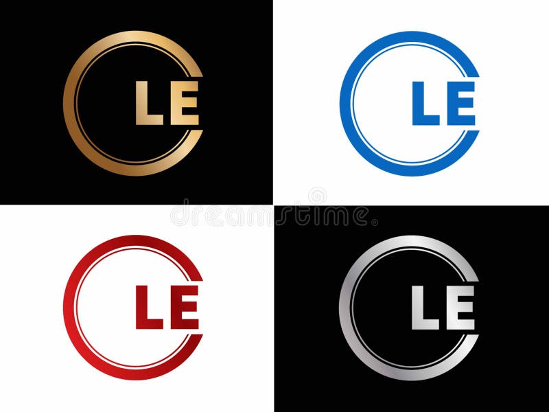 LE Initial Circle Shape Gold Color Later Logo Design Stock Vector ...