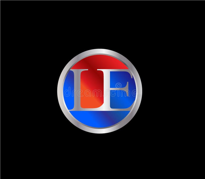 LE Initial Circle Shape Red Blue Silver Color Later Logo Design Stock ...