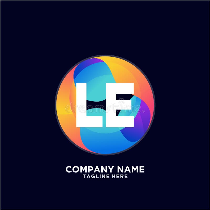 LE Initial Logo with Colorful Circle Template Vector Stock Vector ...