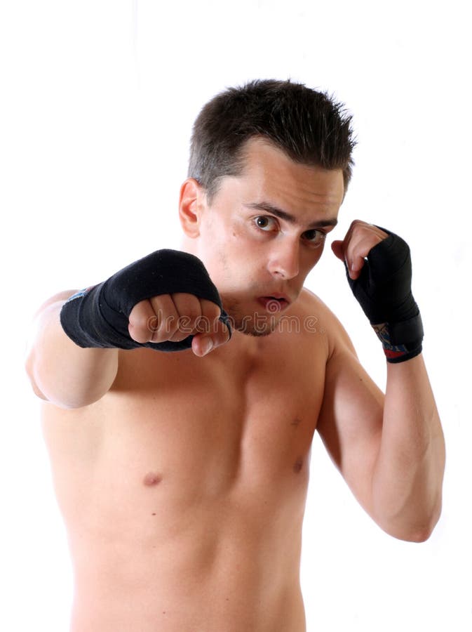 Le Jeune Boxeur Sur Un Fond Blanc Photo stock - Image du libre, visage ...