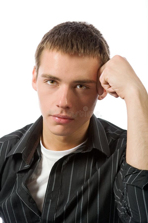 Le jeune homme pensif image stock. Image du mode, modèle - 5420021