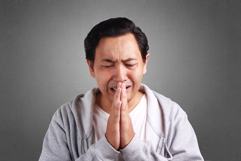 Le Jeune Homme a Pleuré Expression, Couvrant Son Visage Photo stock ...