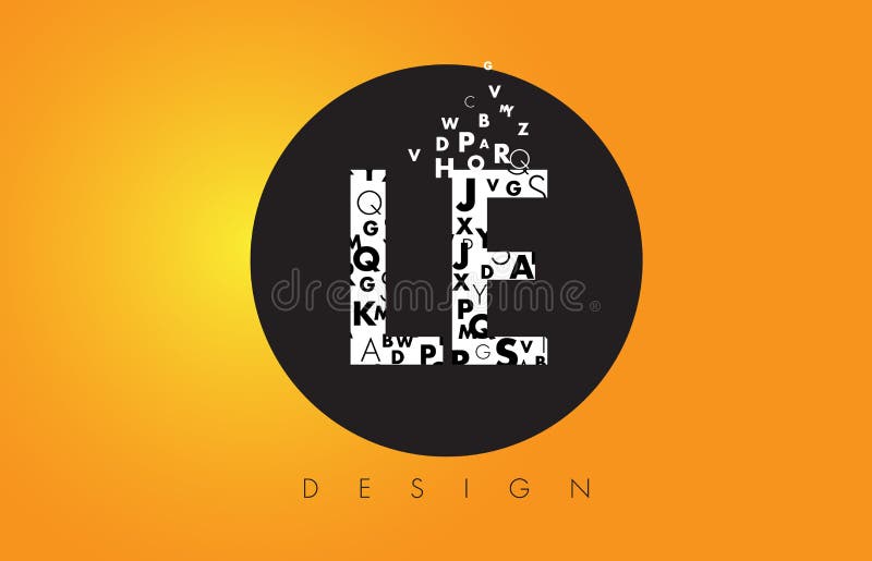 LE L E Logo Made of Small Letters with Black Circle and Yellow B Stock ...