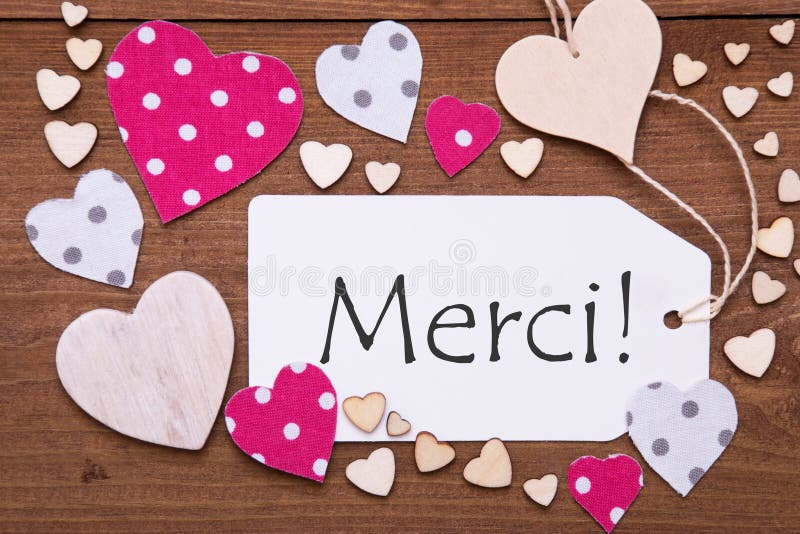 Le Label, Coeurs Roses, Moyens De Merci Vous Remercient Image stock ...