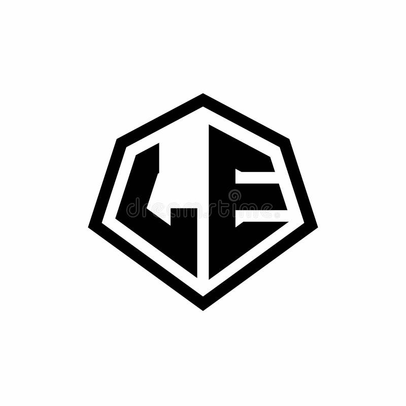 LE Monogram Logo with Hexagon Shape and Line Rounded Style Design ...