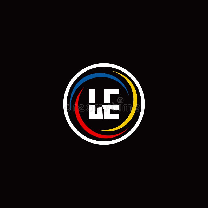 LE Monogram Logo Isolated on Circle Shape with 3 Slash Colors Rounded ...