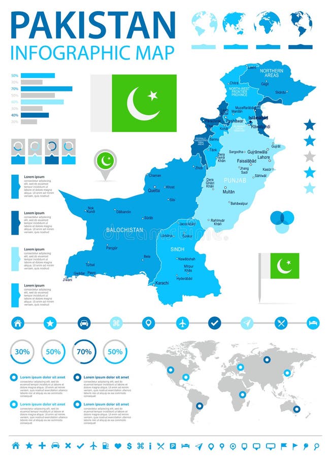 Le Pakistan - Carte Et Drapeau Infographic - Illustration Illustration ...
