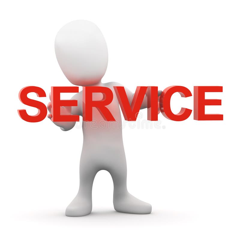 Le Petit Homme 3d Offre Un Service Illustration Stock - Illustration of ...