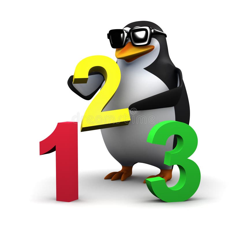 Le Pingouin 3d Enseigne Des Maths Illustration Stock - Illustration du ...