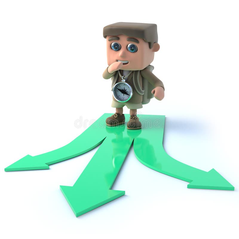 Le Randonneur 3d a Un Choix De La Direction Illustration Stock ...
