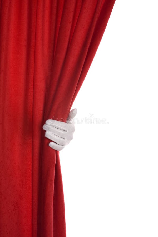 Le Rideau Rouge Remettent Le Blanc Image stock - Image du acteur, fond ...