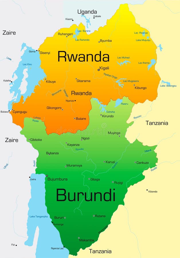 Le Rwanda et le Burundi illustration de vecteur. Illustration du ...