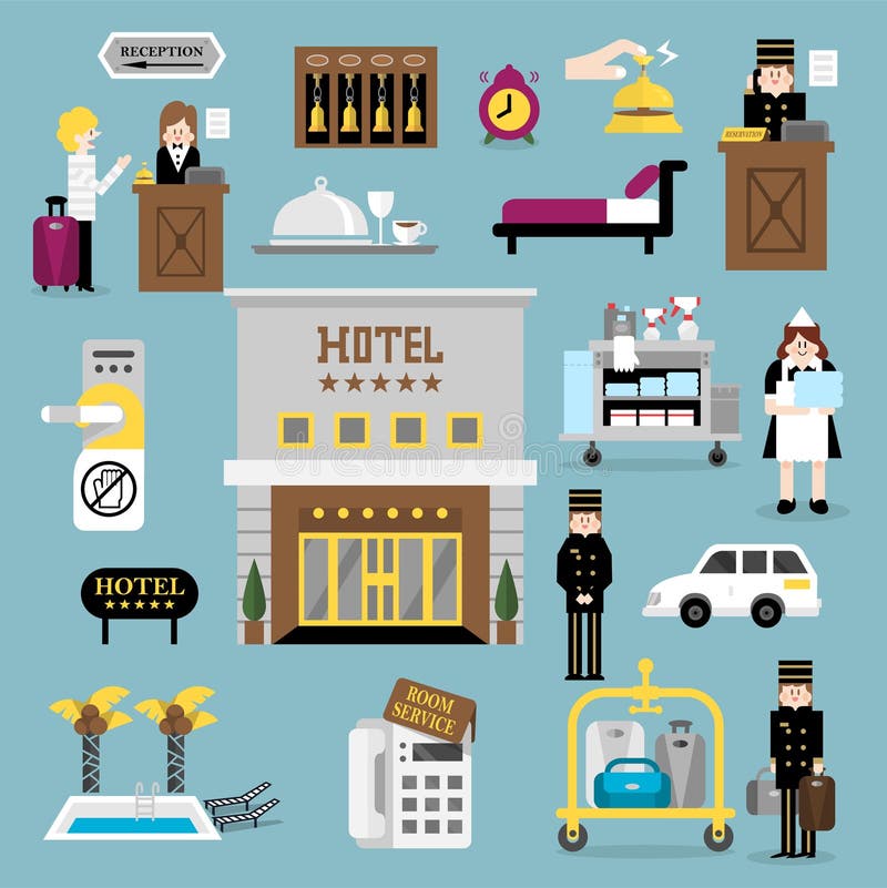 Le Service Hôtelier A Placé A Illustration de Vecteur - Illustration du ...