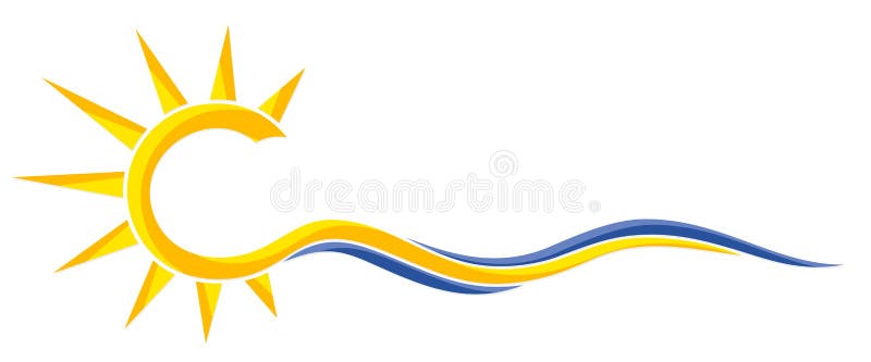 Le soleil et mer de logo illustration de vecteur. Illustration du ...