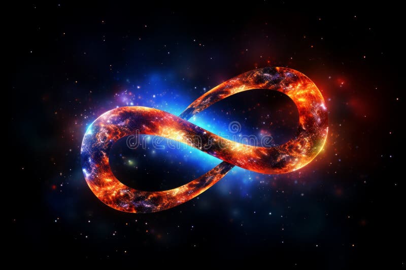 Le Symbole Infinity S'affiche Sur Un Fond Noir Illustration Stock ...