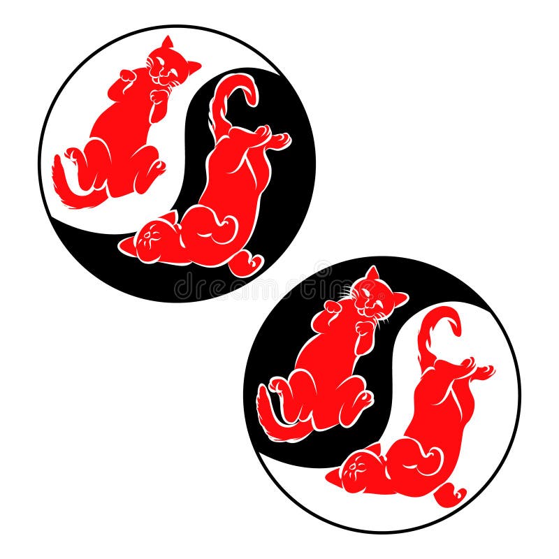 Le Symbole Oriental Des Chats De L'harmonie Deux Illustration de ...