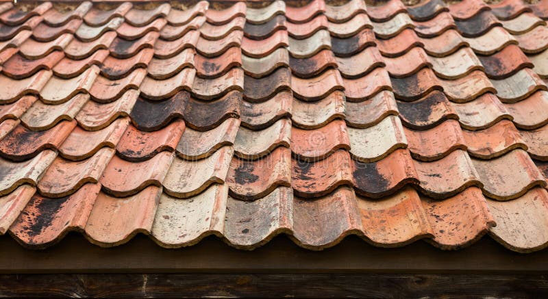 Vieille Ardoise De Toiture Onduleuse Couverte De Lichen Photo stock ...