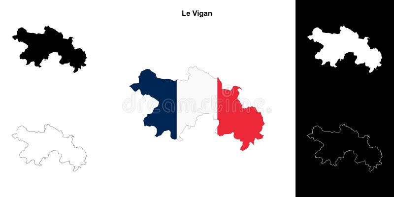 Le Vigan outline map stock vector. Illustration of atlas - 361900183