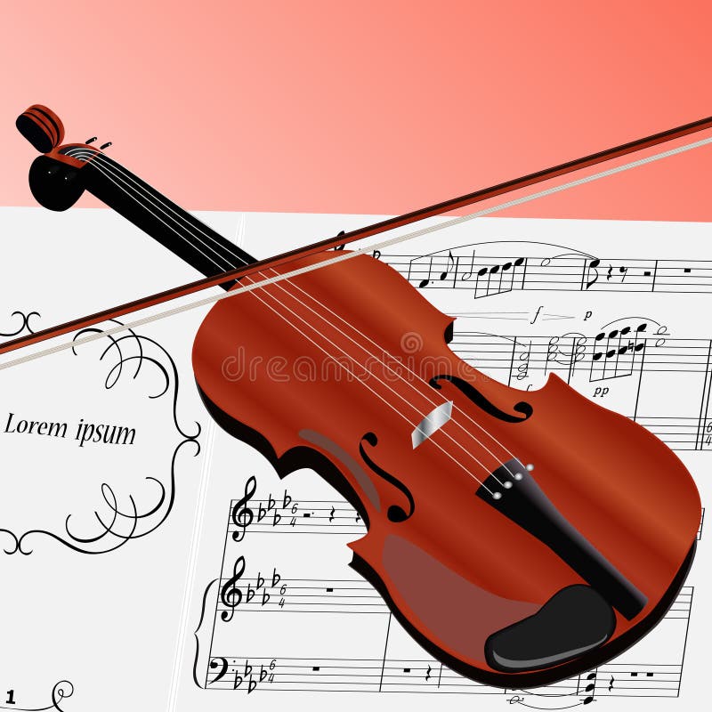 Le Violon Avec Les Notes Musicales Illustration de Vecteur ...