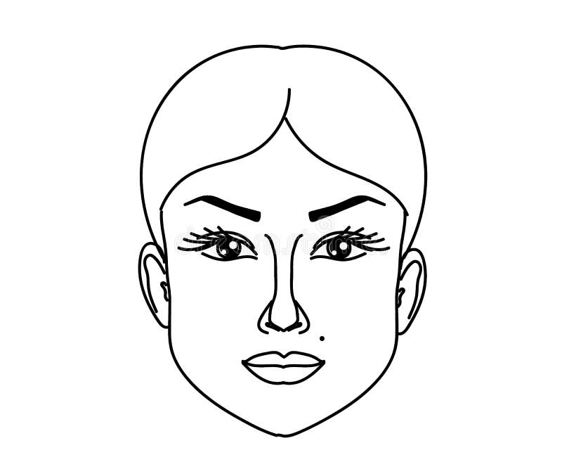 Le Visage Dune Jeune Fille Sur Fond Blanc Esquisse Vecteur
