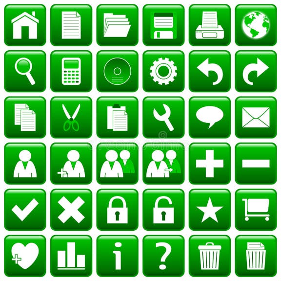 Le Web Carré Vert Se Boutonne [1] Illustration Stock - Illustration du bouton, dessin: 5445702