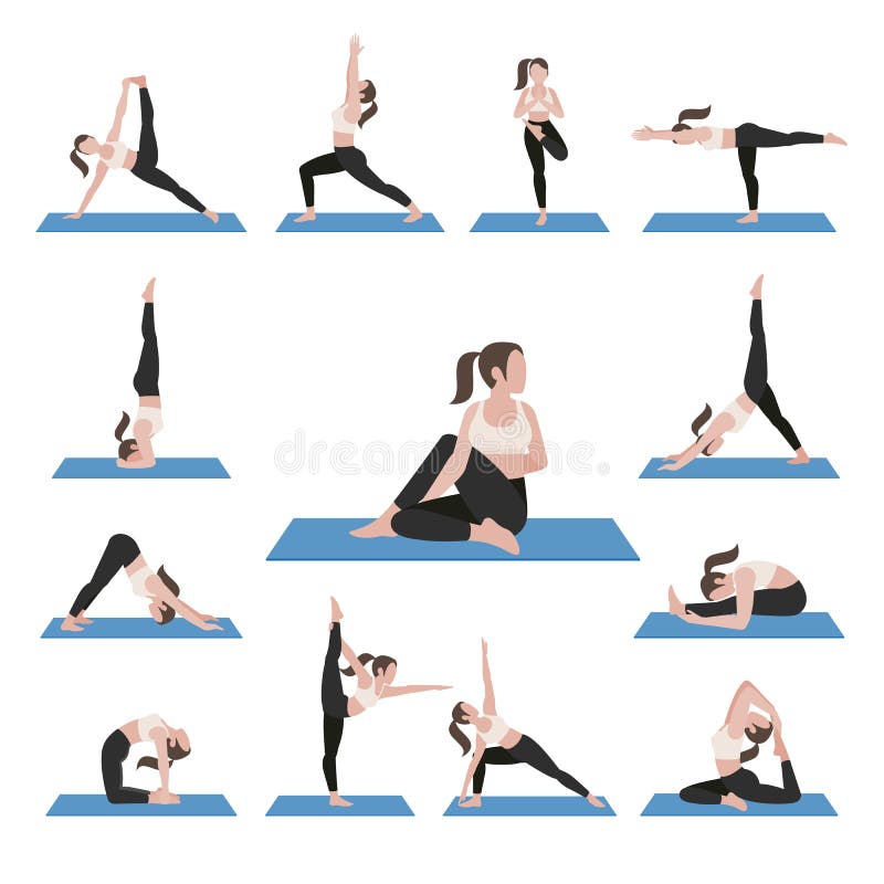 Le Yoga Pose L'ensemble D'exercices Illustration de Vecteur ...
