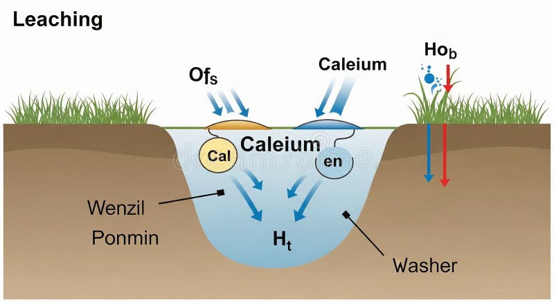 Leaching Process Diagram Illustrating the Movement of Calcium and Other ...