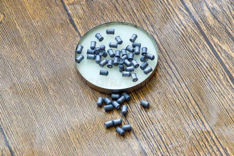Lead Bullets for Pneumatic Weapons. Bullets of Caliber 4 Stock Photo ...