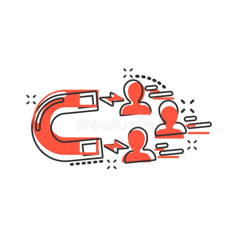 Lead Conversion Icon in Comic Style. Attract Cartoon Vector ...