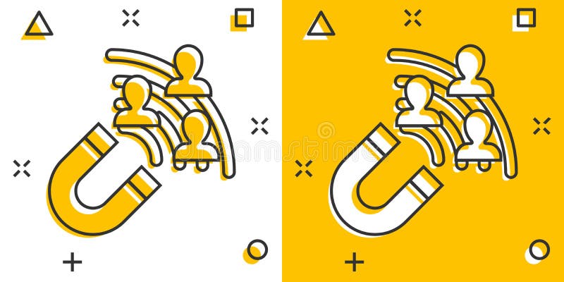 Lead Conversion Icon in Comic Style. Attract Cartoon Vector ...