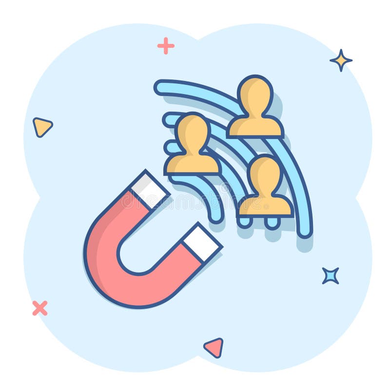 Lead Conversion Icon in Comic Style. Attract Cartoon Vector ...