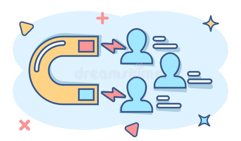 Lead Conversion Icon in Comic Style. Attract Cartoon Vector ...