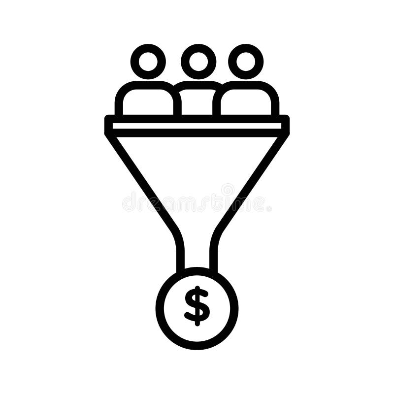 Lead Conversion Icon Linear Logo Mark in Black and White Stock Vector ...
